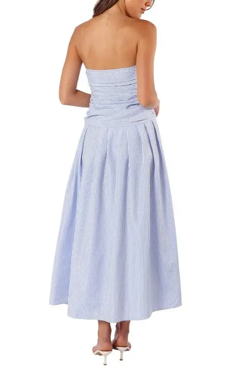 PETAL & PUP Avalee Stripe Strapless Maxi Dress