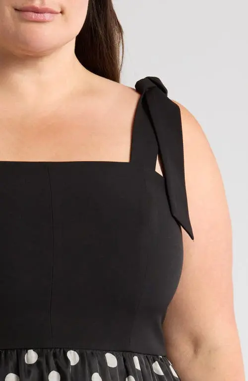 Anne Klein Tie Strap Midi Dress - Anne Black/ White (6nt) | Editorialist