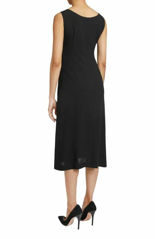 Santorelli A-line Sleeveless Wool Crepe Dress
