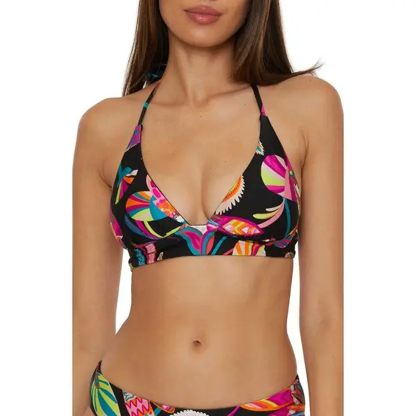 Trina Turk Luminary Reversible Bikini Top - Black Multi