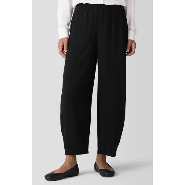 Eileen Fisher Silk Lantern Ankle Pant - Black