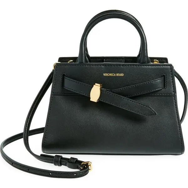 Veronica Beard Mini Dash Leather Top Handle Bag - Black