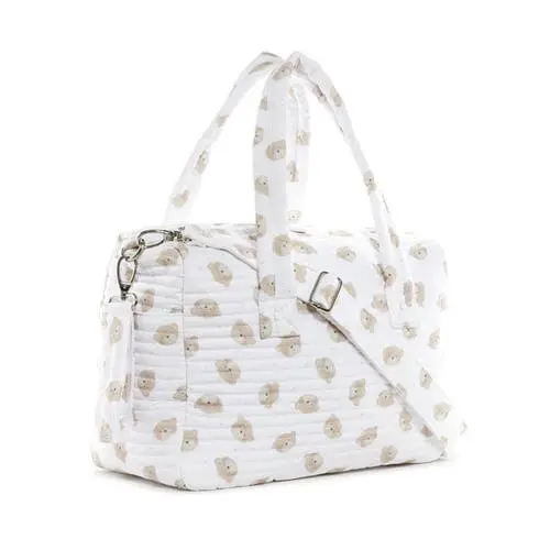 TRVL DESIGN Quilted Teddy Bear Stroller Bag - White