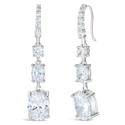 ANNA ZUCKERMAN Nova Three Stone Drop Earrings - White Diamond Crystalline