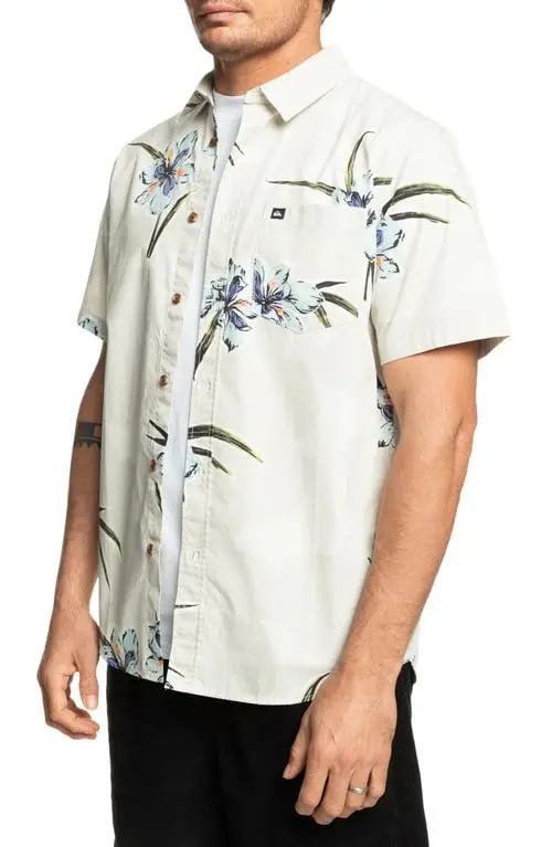Quiksilver Apero Floral Short Sleeve Stretch Cotton Button-up Shirt