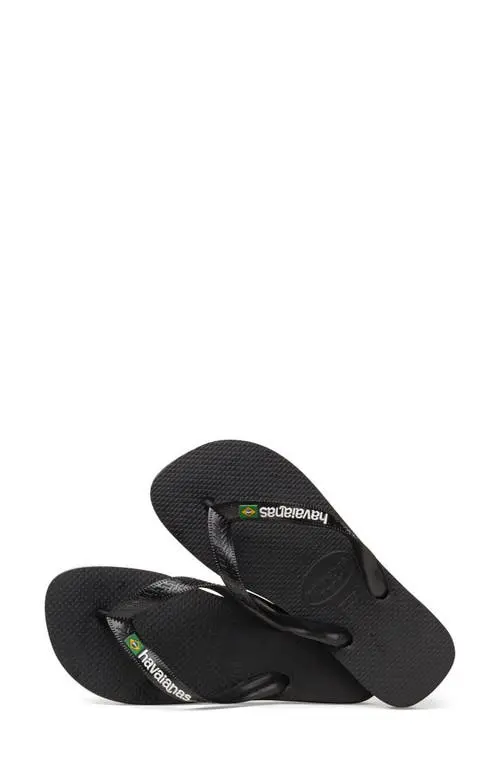 Havaianas Brasil Logo Flip Flop - Black/black