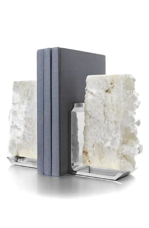ANNA NEW YORK Fim Crystal Quartz Bookends - Crystal Silver