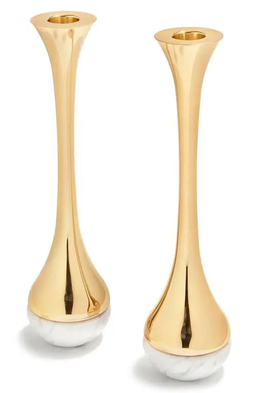 ANNA NEW YORK Dual Set Of 2 Candlesticks - Carrara Gold