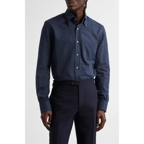 Thom Sweeney Cotton Flannel Button-down Shirt