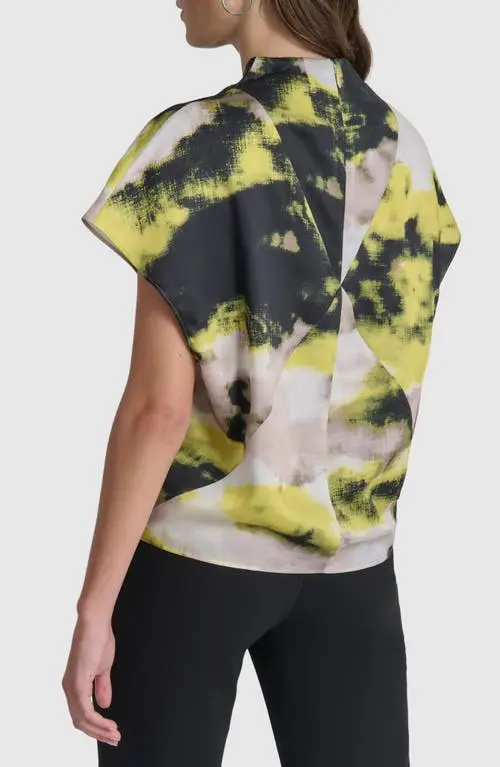 Dkny High Cowl Neck Printed Top