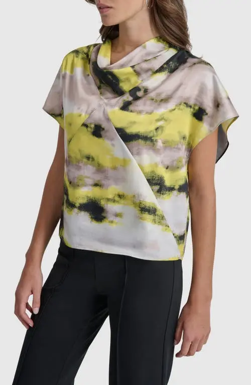 Dkny High Cowl Neck Printed Top