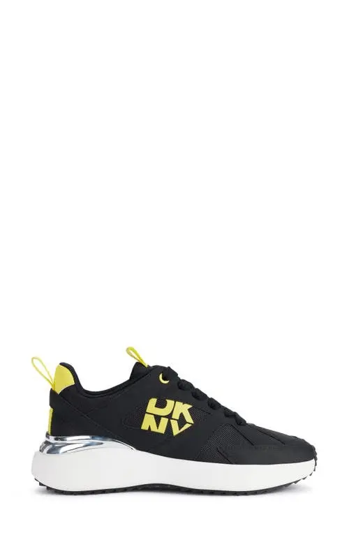 Dkny Zofi Platform Wedge Sneakers - Black/ Yellow