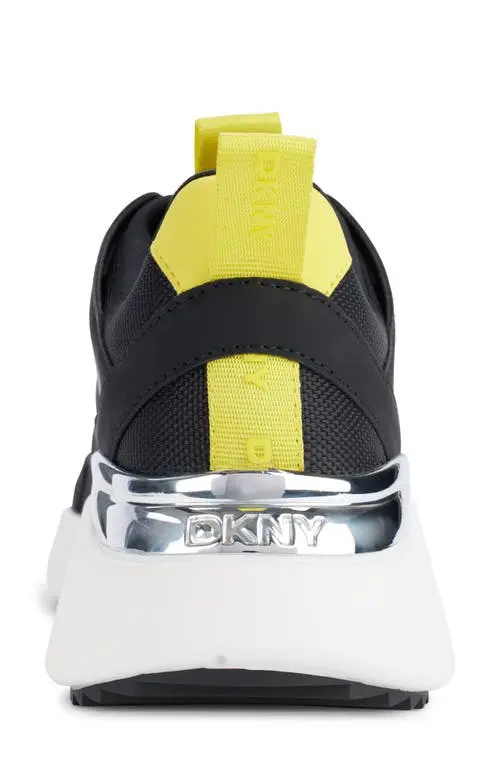 Dkny Zofi Platform Wedge Sneakers - Black/ Yellow