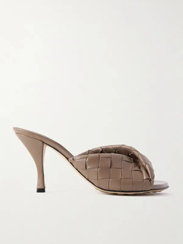 Bottega Veneta Blink Twisted Intrecciato Leather Mules - Brown