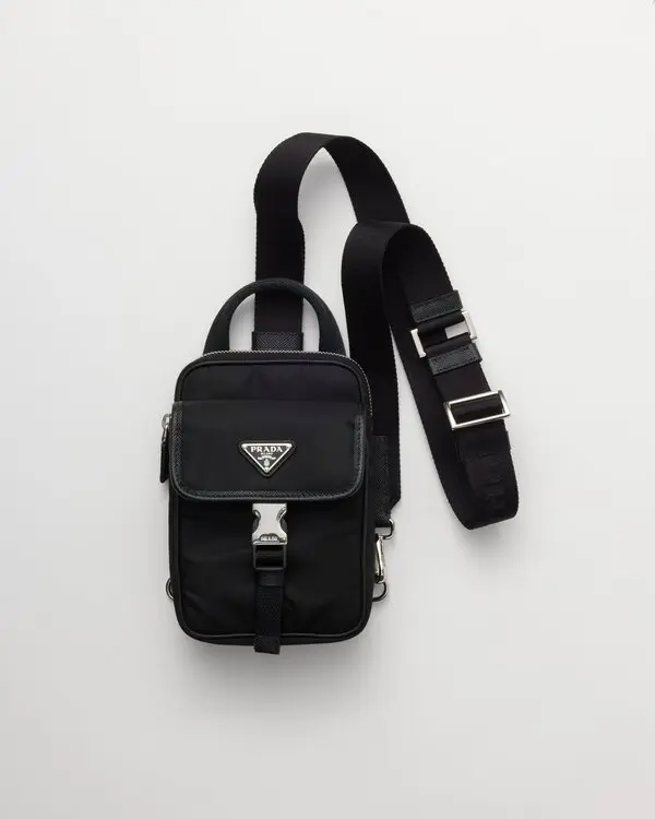 Prada Re-nylon And Saffiano Leather Smartphone Case - Black