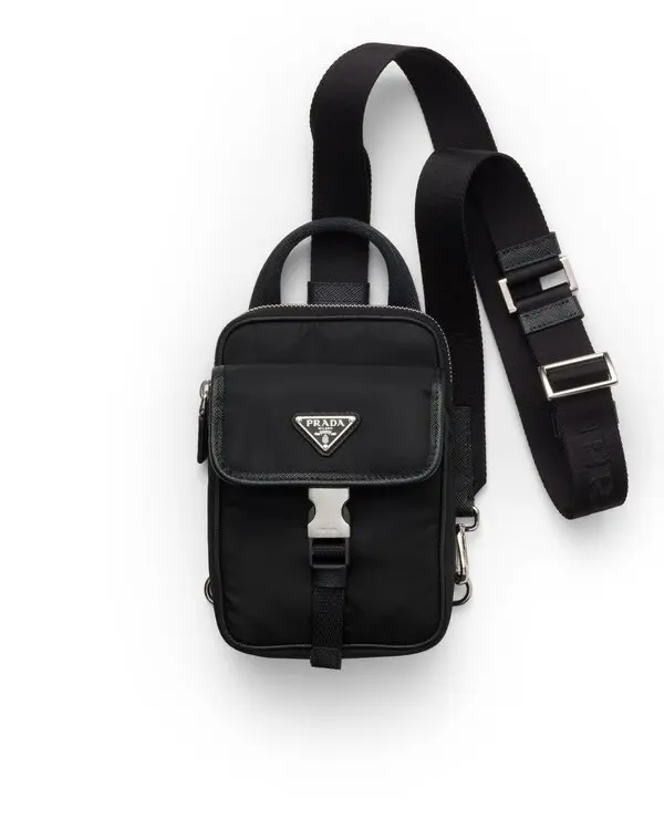 Prada Re-nylon And Saffiano Leather Smartphone Case - Black