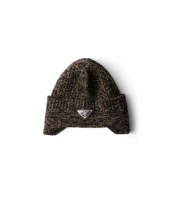 Prada Mélange Wool Beanie - Black