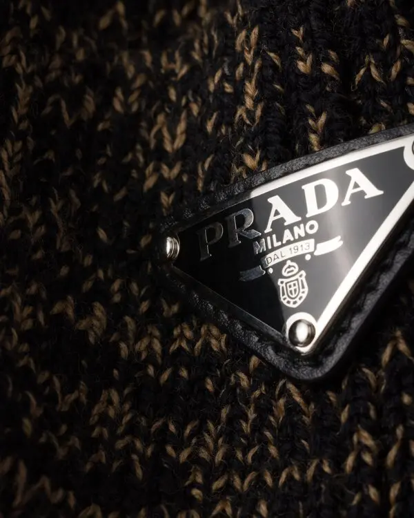 Prada Mélange Wool Beanie - Black