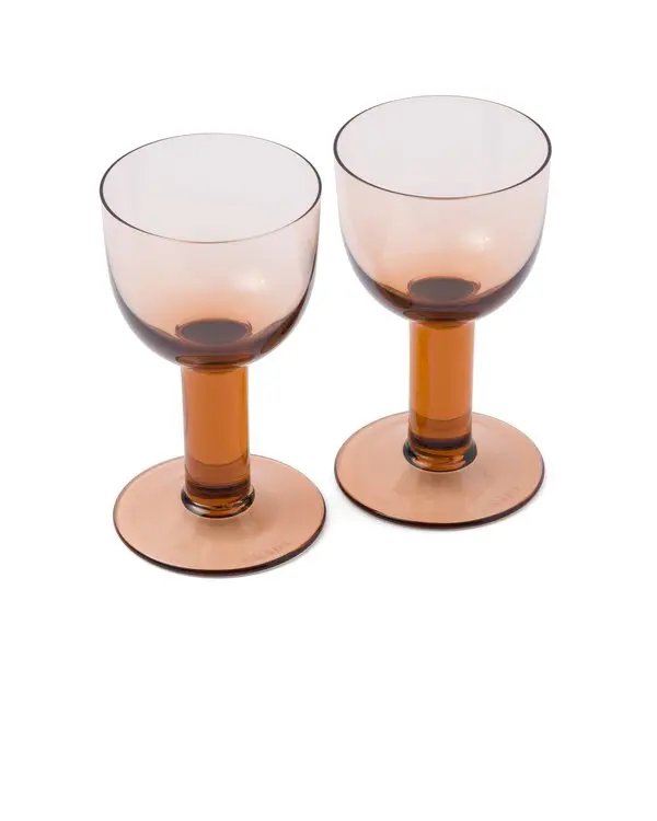 Prada Plinth Crystal Wine Glasses, Set Of Two - Brown