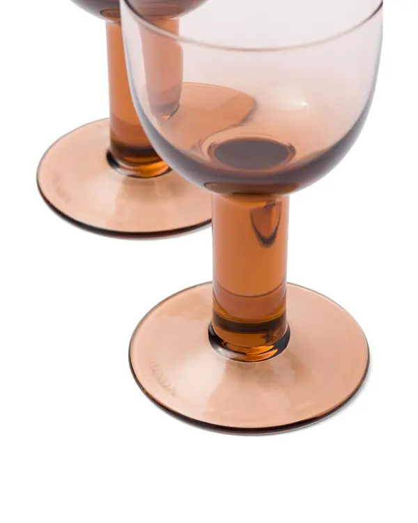 Prada Plinth Crystal Wine Glasses, Set Of Two - Brown