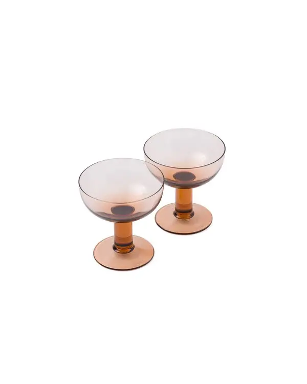 Prada Plinth Crystal Champagne Coupe Glasses, Set Of Two - Brown