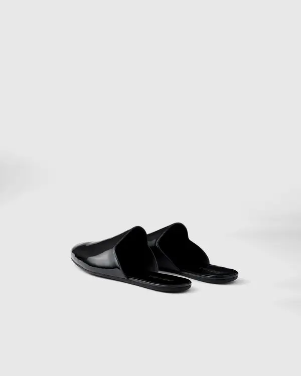 Prada Patent Leather Slippers - Black | Editorialist