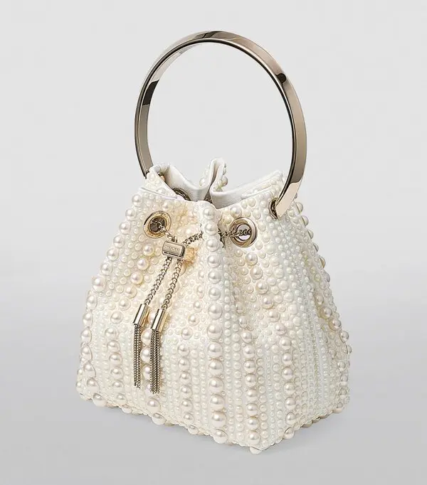 JIMMY CHOO Pearl Bon Bon Top-handle Bag - Ivory
