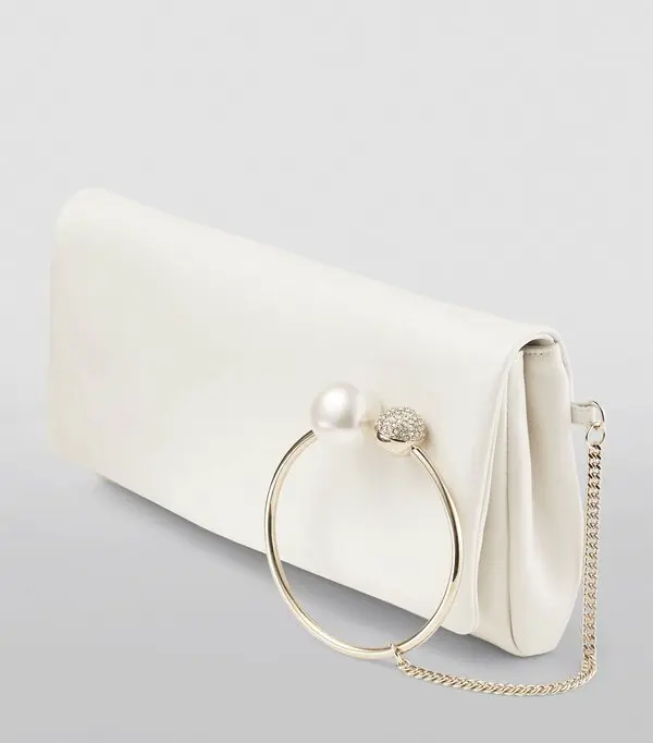 JIMMY CHOO Xandra Leather Clutch - White