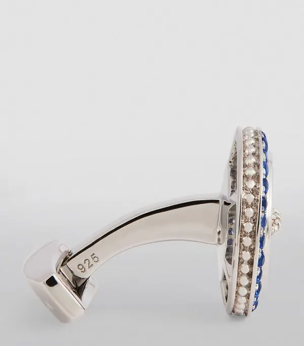 Tateossian Stainless Steel And Sapphire Button Cufflinks