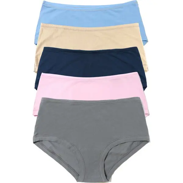 Hanky Panky Yourfit™ Plus Assorted 5-pack Boyshorts - Coal/chai/bateau/meadow/cloudy