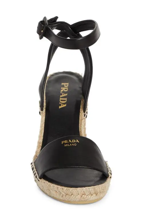 Prada Espadrille Wedge Sandal - Nero