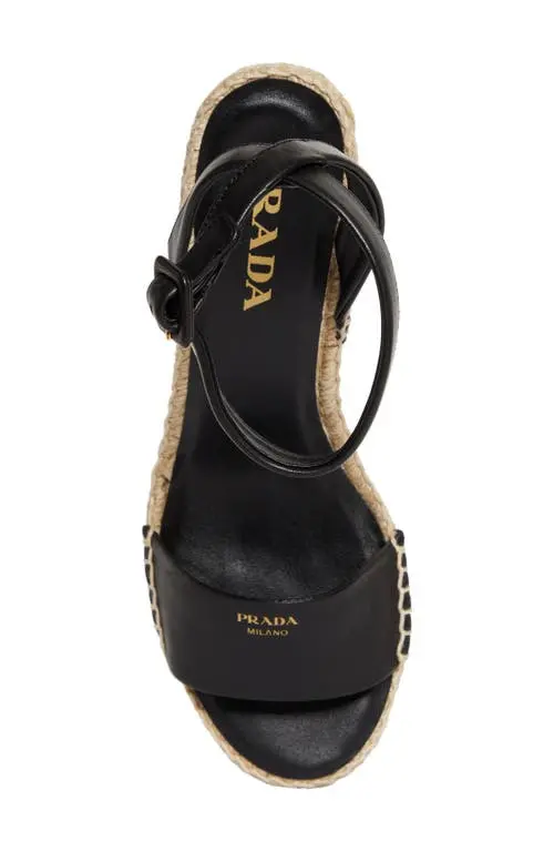 Prada Espadrille Wedge Sandal - Nero