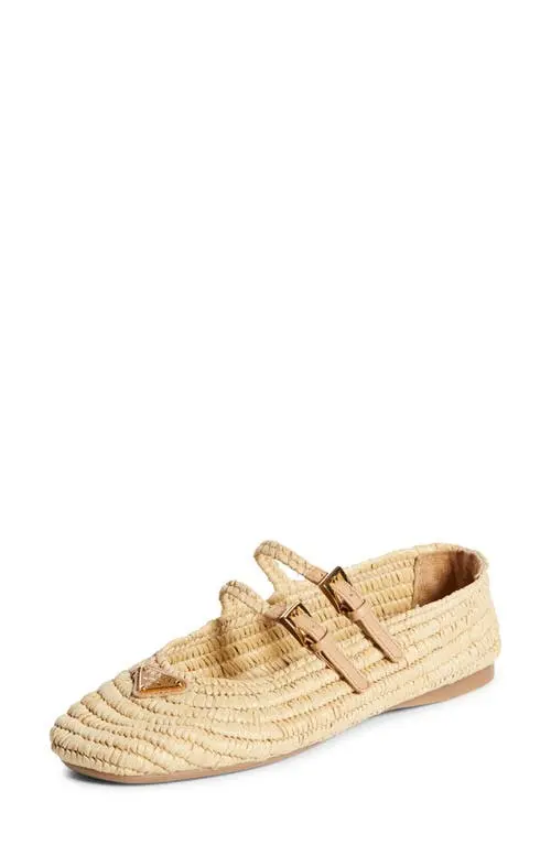 Prada Raffia Mary Jane Flat - Naturale