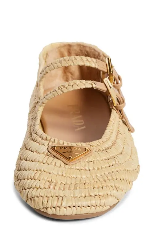 Prada Raffia Mary Jane Flat - Naturale