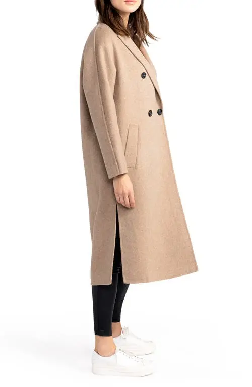 BELLE & BLOOM Oversize Double Breasted Wool Blend Coat - Oat
