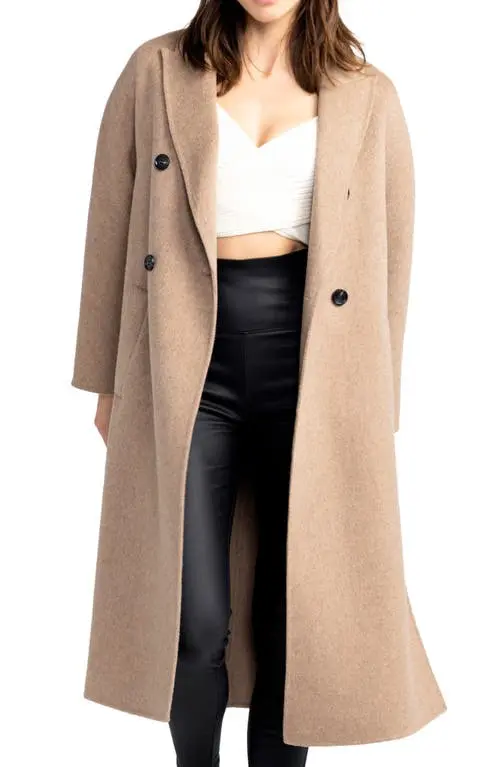 BELLE & BLOOM Oversize Double Breasted Wool Blend Coat - Oat