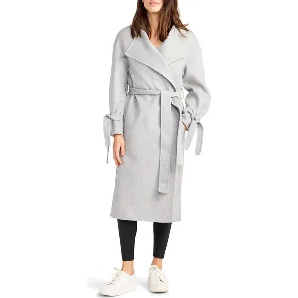 BELLE & BLOOM Head Over Heels Collarless Robe Coat - Grey Marle