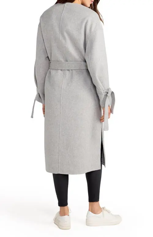 BELLE & BLOOM Head Over Heels Collarless Robe Coat - Grey Marle