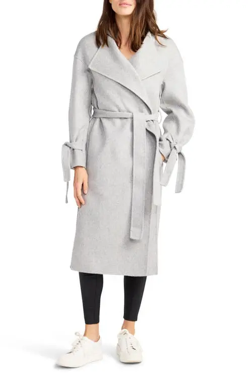 BELLE & BLOOM Head Over Heels Collarless Robe Coat - Grey Marle