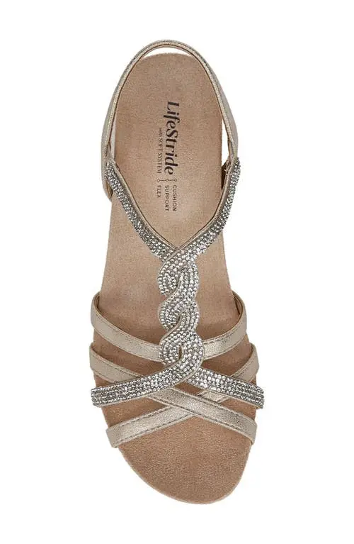 LIFESTRIDE Miami Slingback Wedge Sandal - Platino