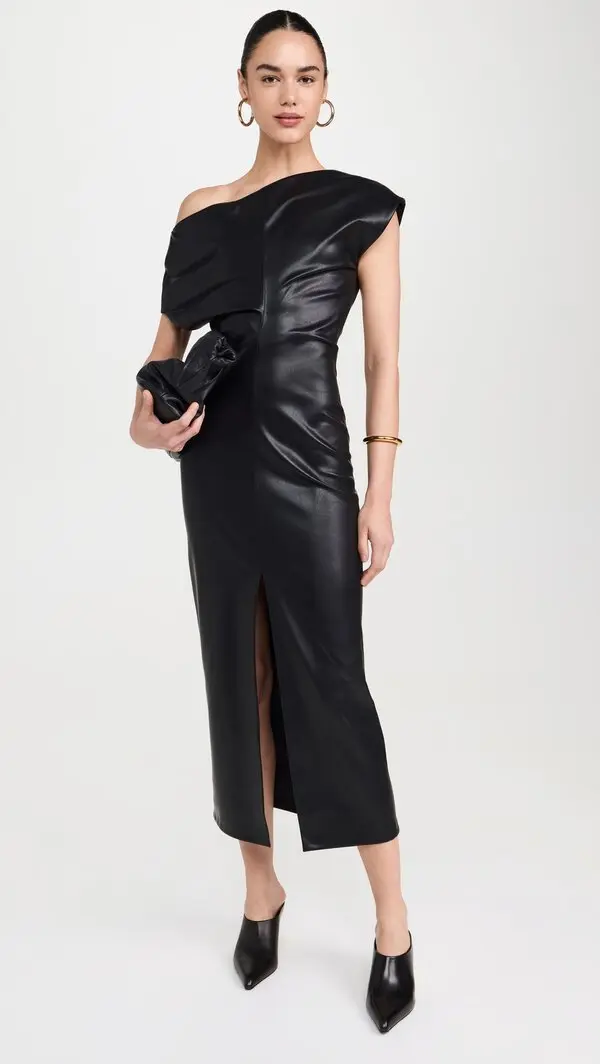 chinese dress ladies rag & bone Women's Brigette Faux Leather Dress, Blk, 12 at Amazon Women's  Clothing store main image 0