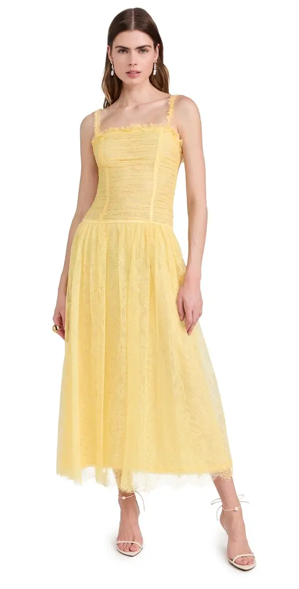 Ulla Johnson Florelle Lace Dress In Lemonbalm - 75% Off | Editorialist