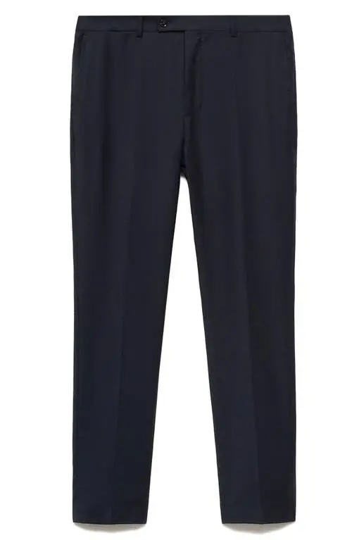 Mango Slim Fit Virgin Wool Trousers - Dark Navy