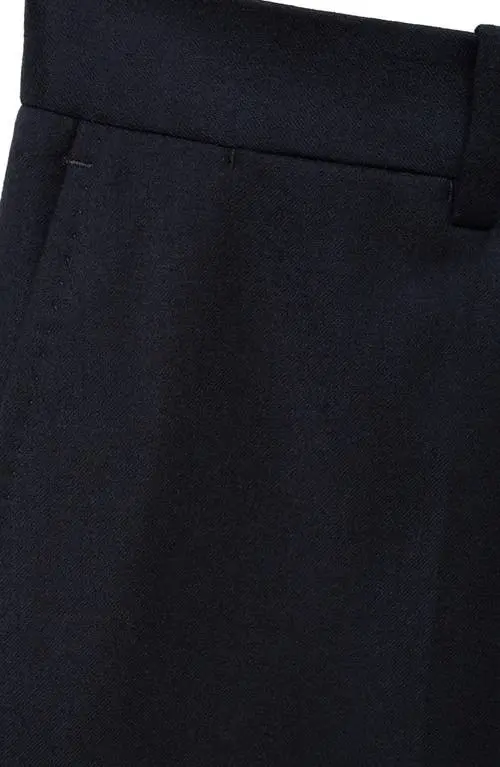 Mango Slim Fit Virgin Wool Trousers - Dark Navy