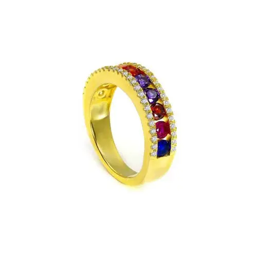 ANNA ZUCKERMAN Rainbow Sapphire Ring - Yellow Gold
