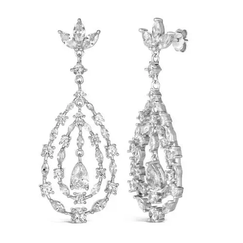 ANNA ZUCKERMAN Retro Glamour Chandelier Earrings - Platinum
