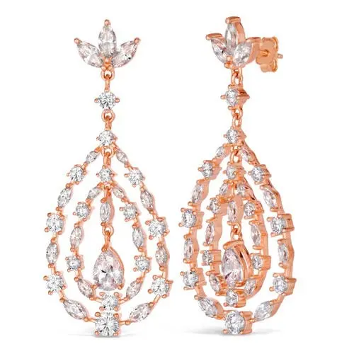 ANNA ZUCKERMAN Retro Glamour Chandelier Earrings - Rose Gold
