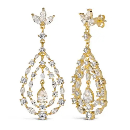 ANNA ZUCKERMAN Retro Glamour Chandelier Earrings - Yellow Gold