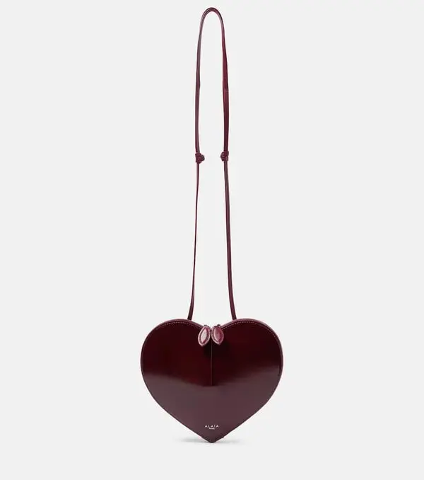 Alaïa Le Cour Patent Leather Heart Crossbody Bag - Burgundy