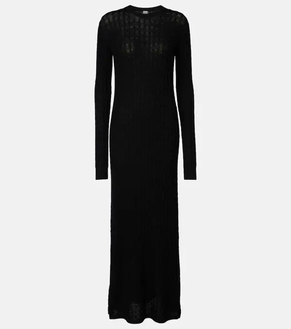 TOTEME Cable-knit Wool Maxi Dress - Black